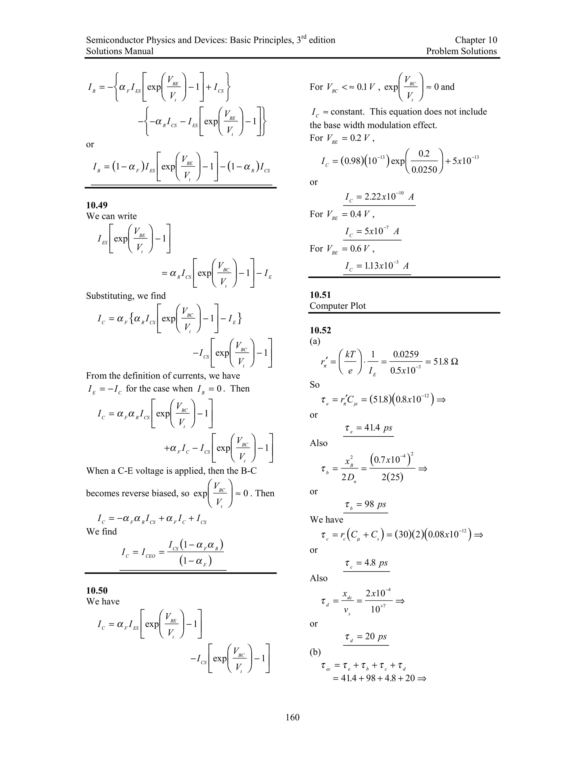 (Neamen)solution manual for semiconductor physics and devices 3ed | PDF
