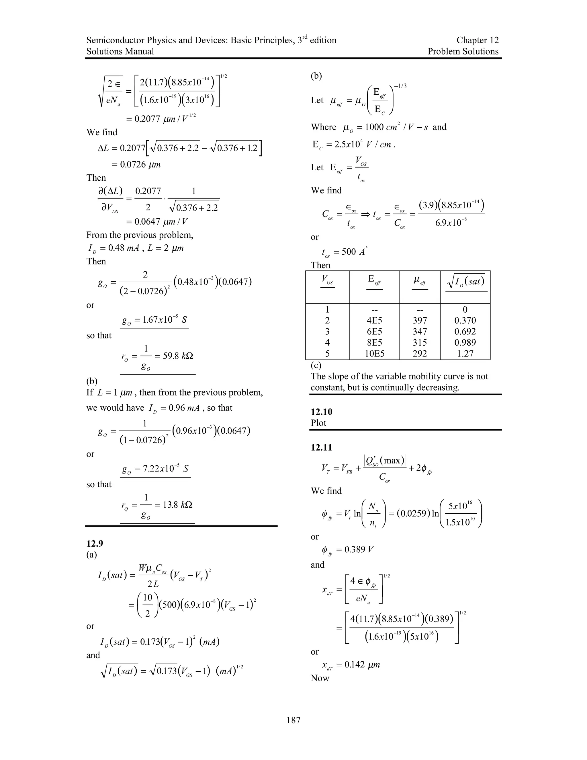 (Neamen)solution manual for semiconductor physics and devices 3ed | PDF