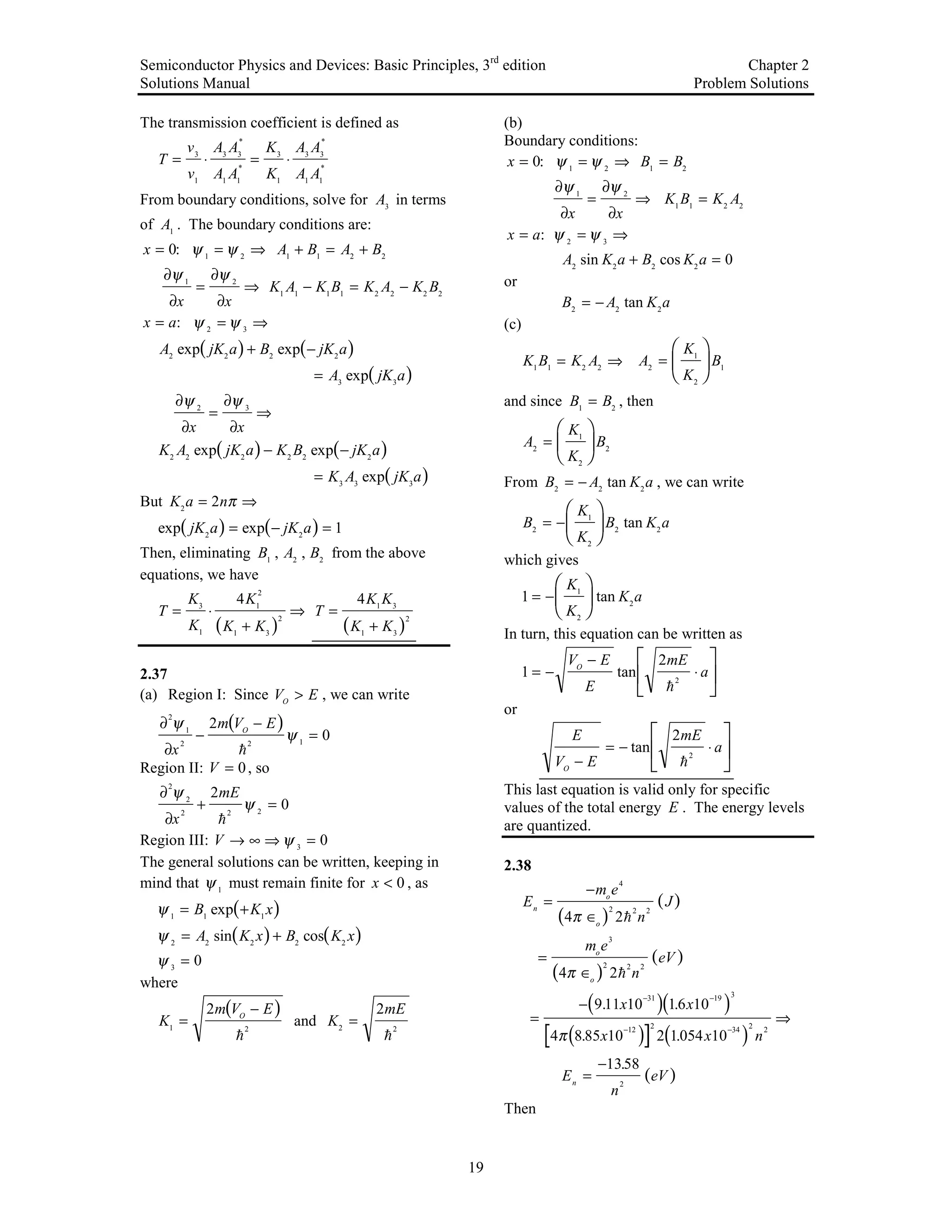 (Neamen)solution manual for semiconductor physics and devices 3ed | PDF