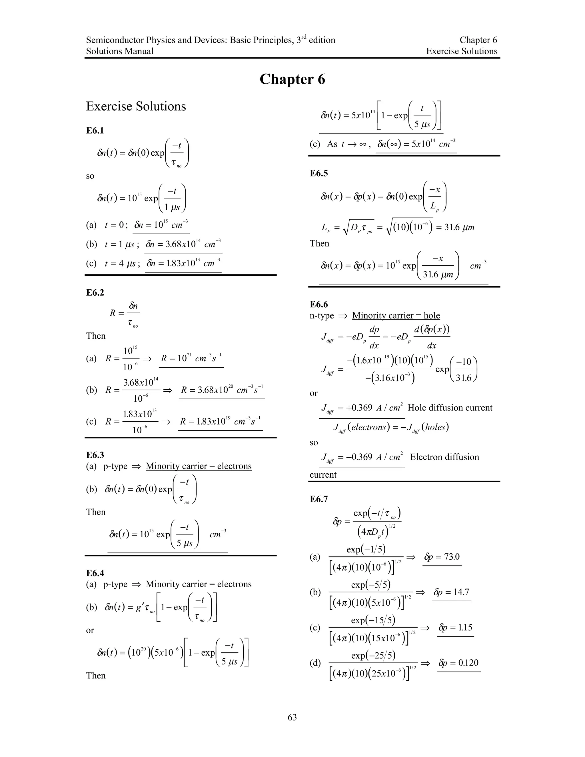 (Neamen)solution manual for semiconductor physics and devices 3ed | PDF