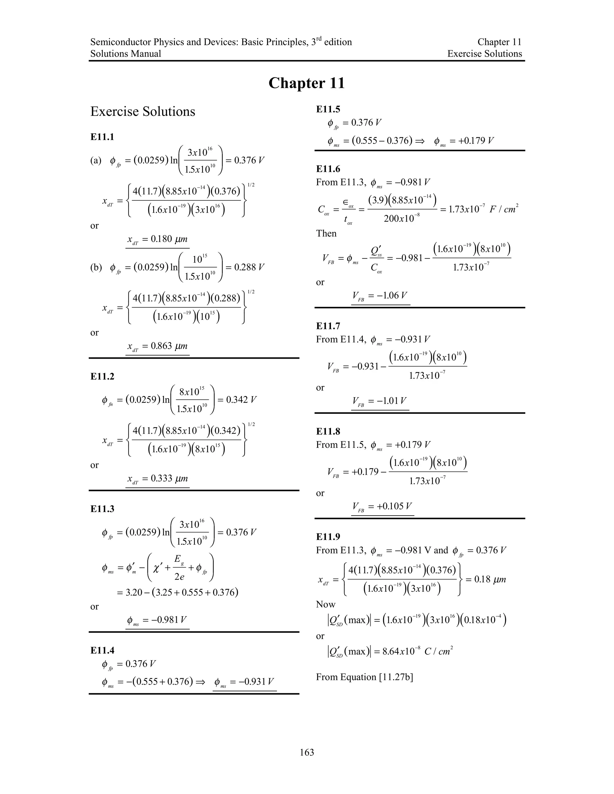 (Neamen)solution manual for semiconductor physics and devices 3ed | PDF