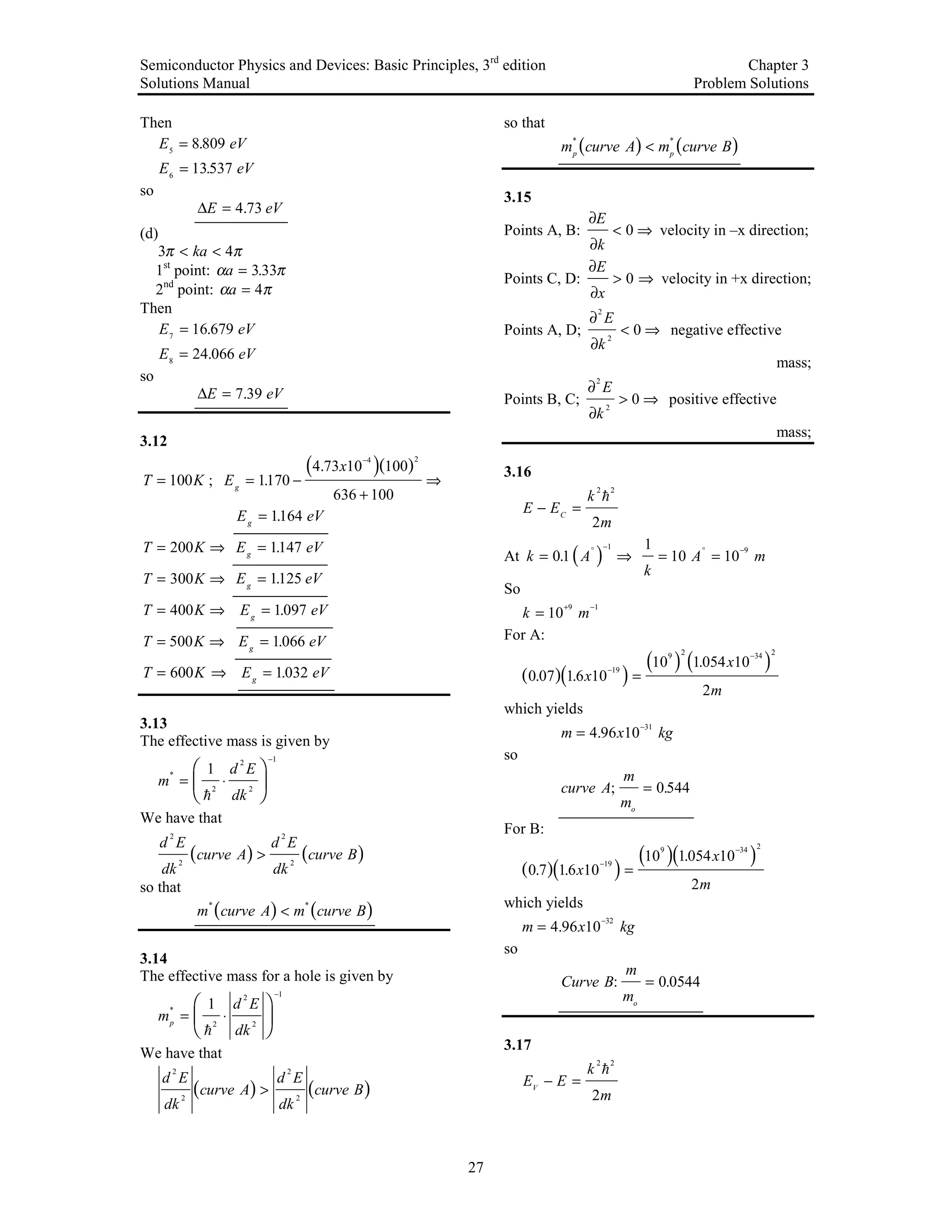 (Neamen)solution manual for semiconductor physics and devices 3ed | PDF
