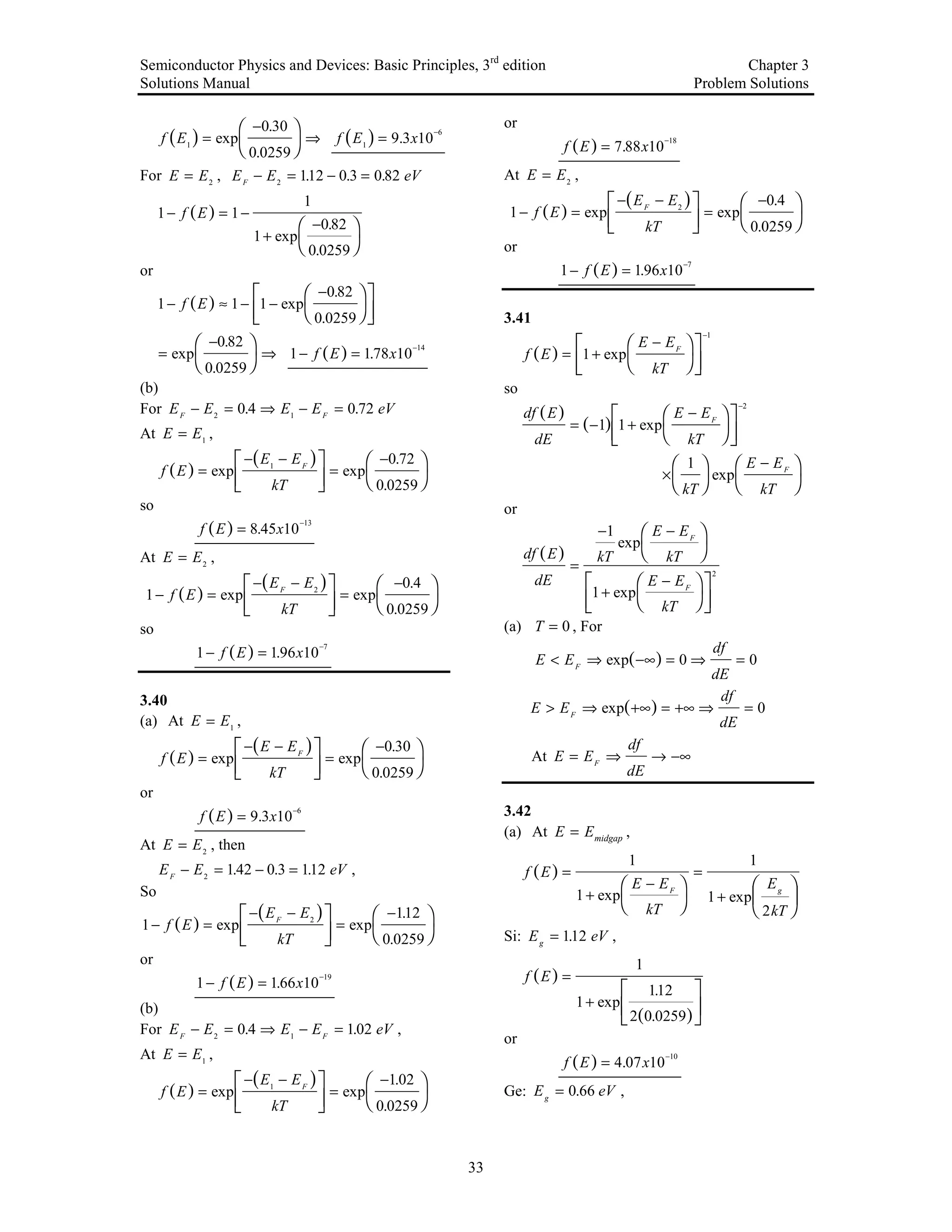 (Neamen)solution manual for semiconductor physics and devices 3ed | PDF