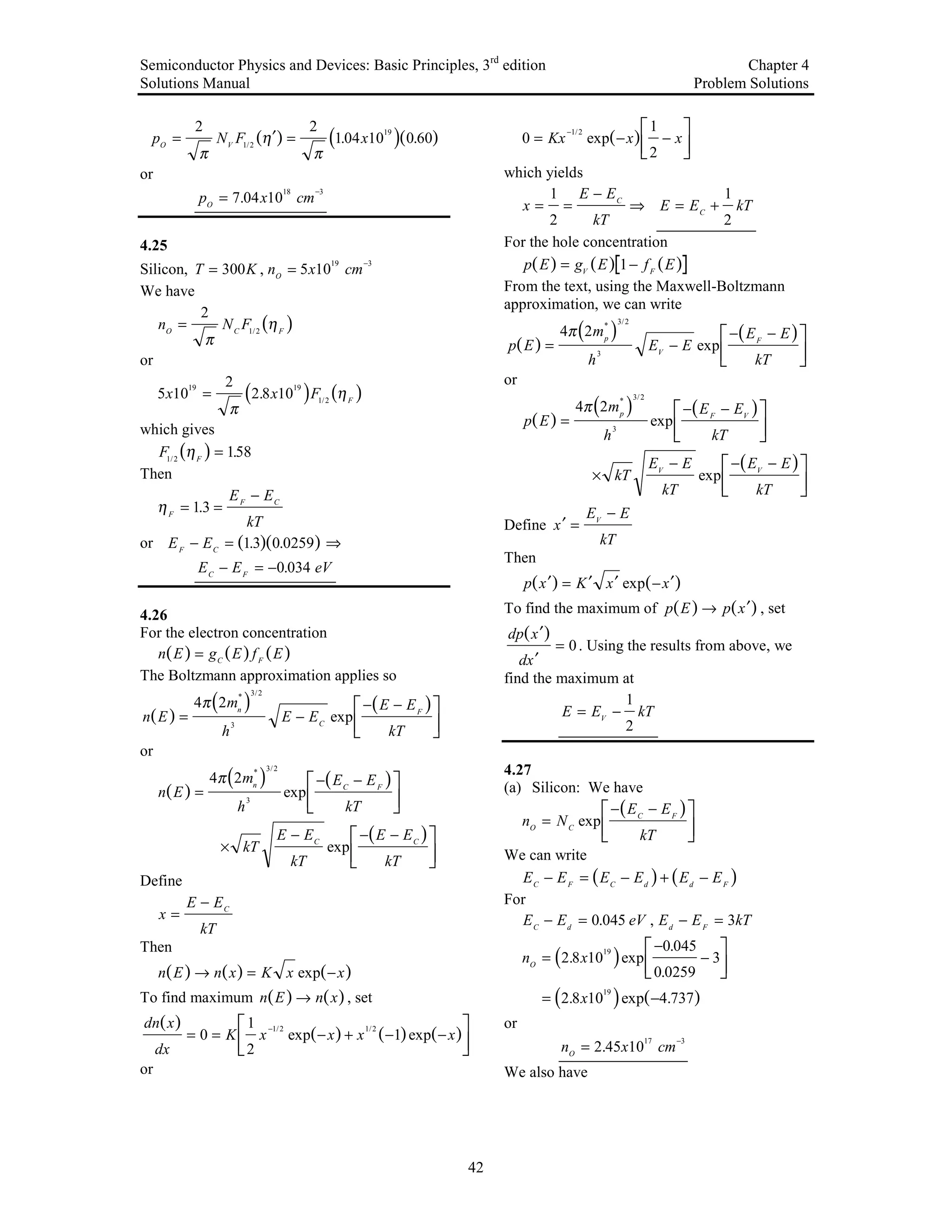 (Neamen)solution manual for semiconductor physics and devices 3ed | PDF