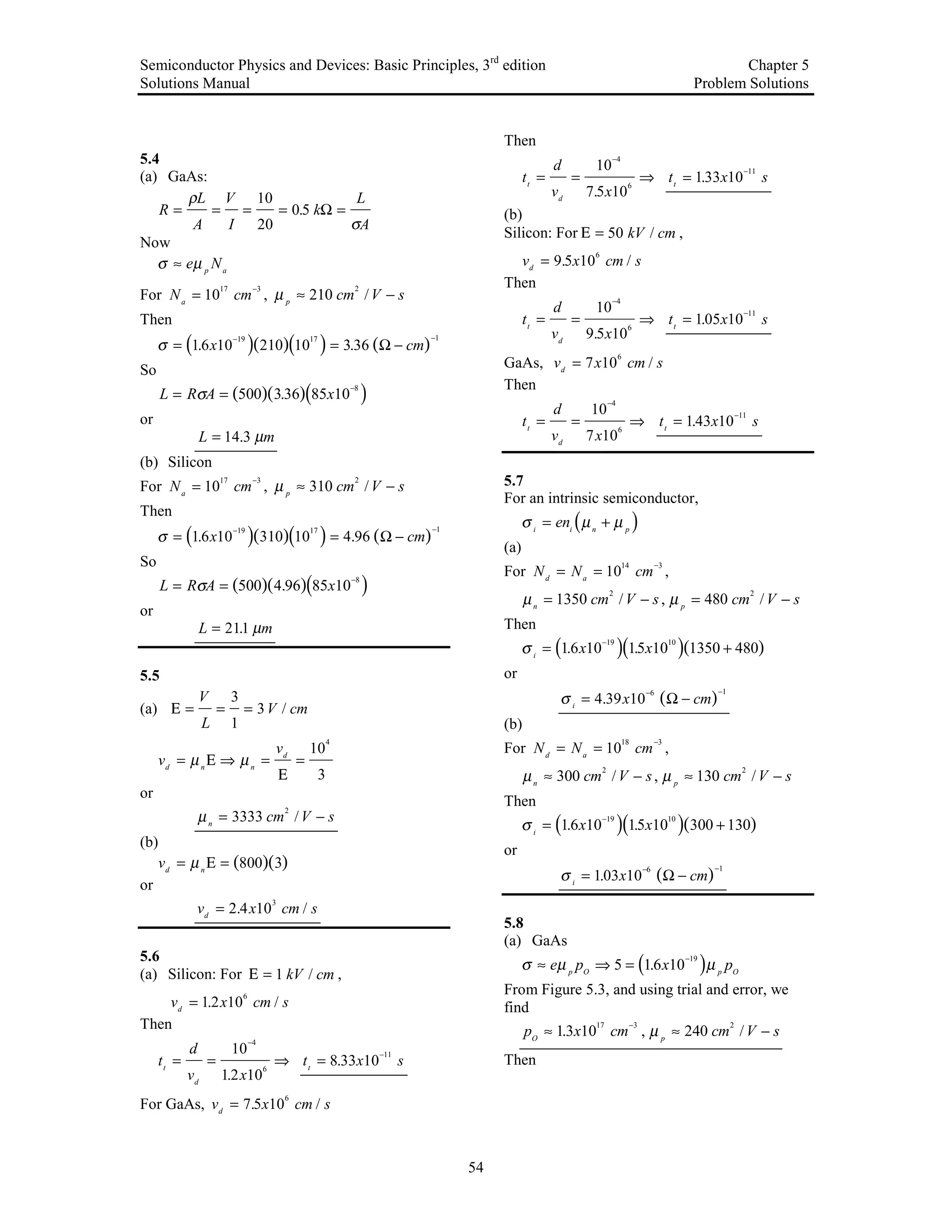 (Neamen)solution manual for semiconductor physics and devices 3ed | PDF