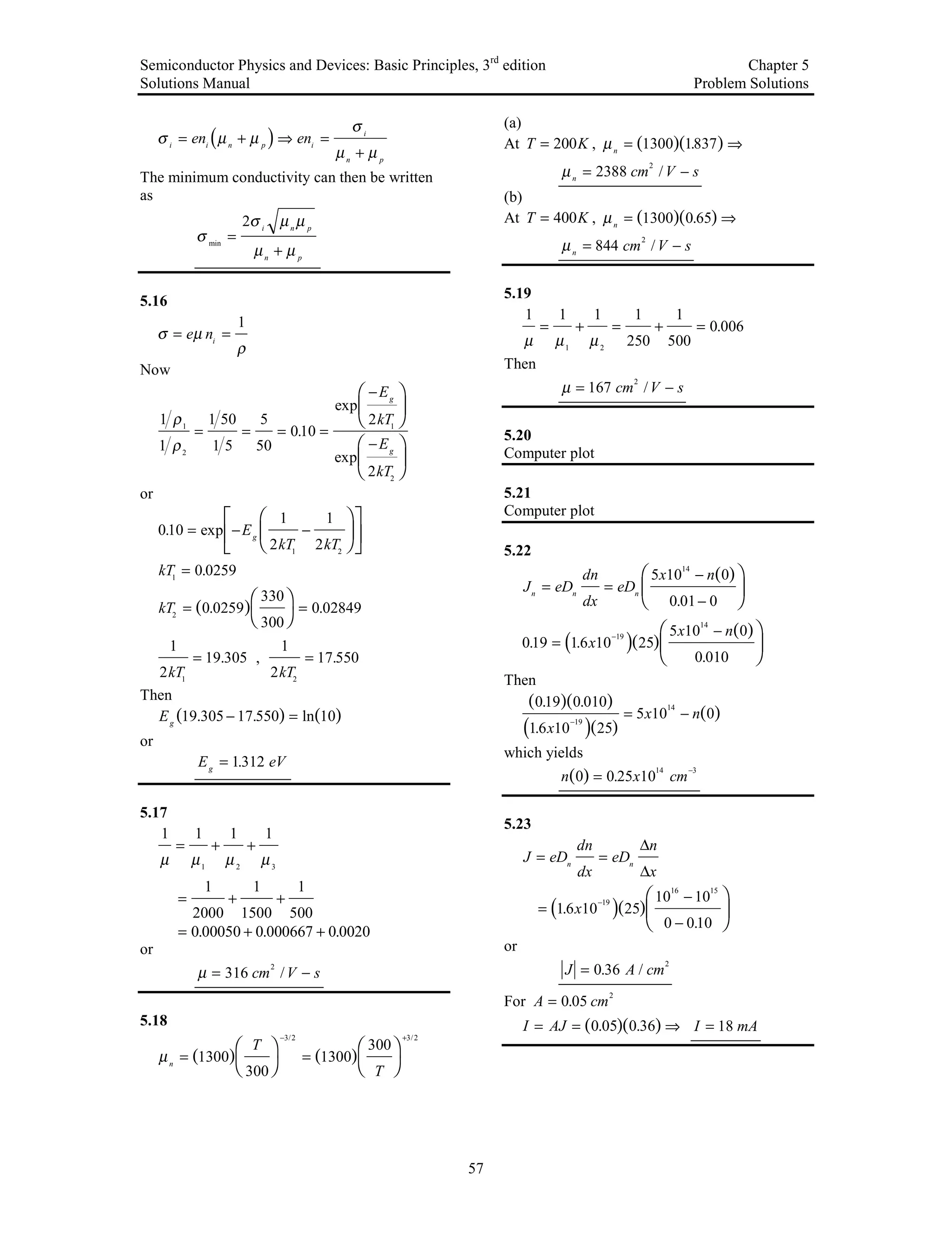 (Neamen)solution manual for semiconductor physics and devices 3ed | PDF