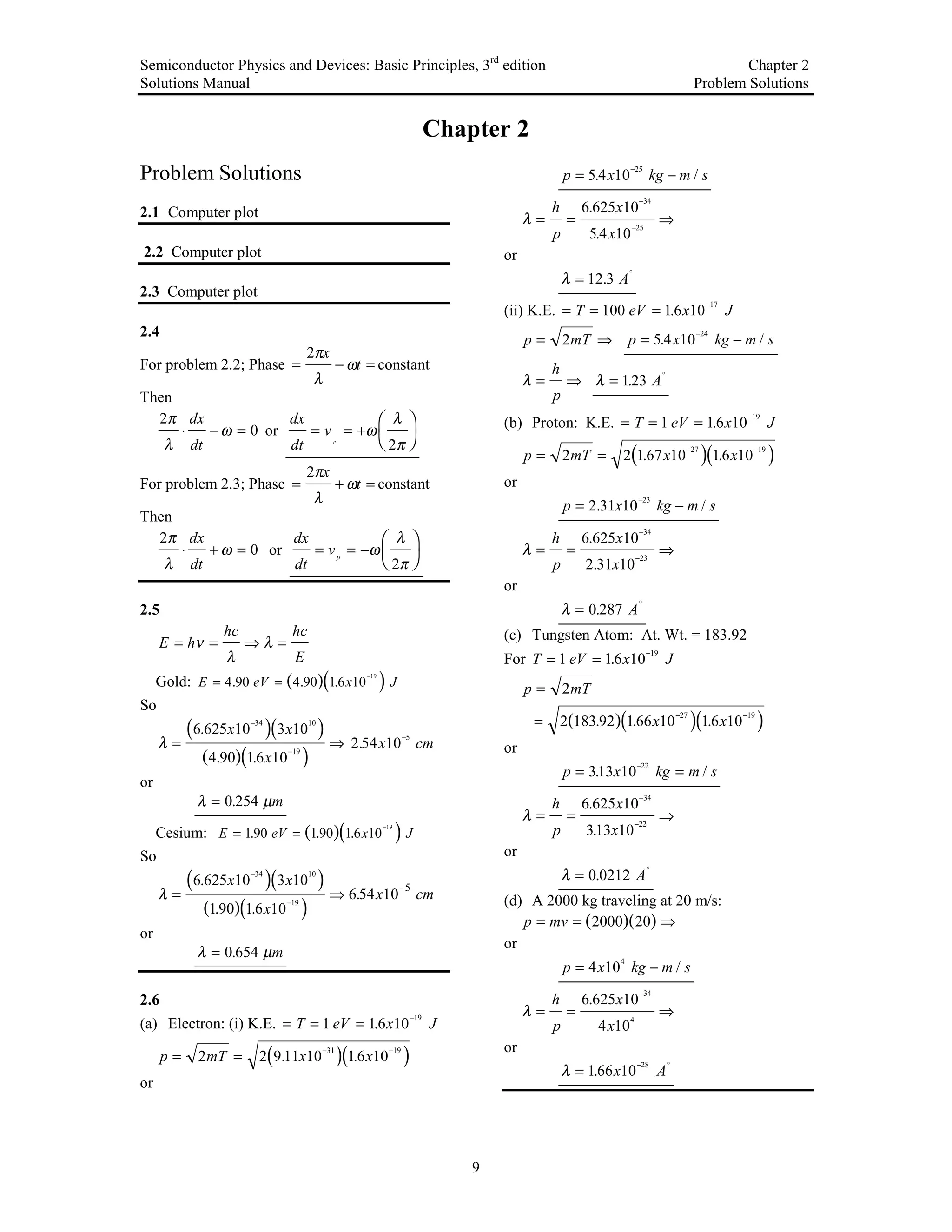(Neamen)solution manual for semiconductor physics and devices 3ed | PDF