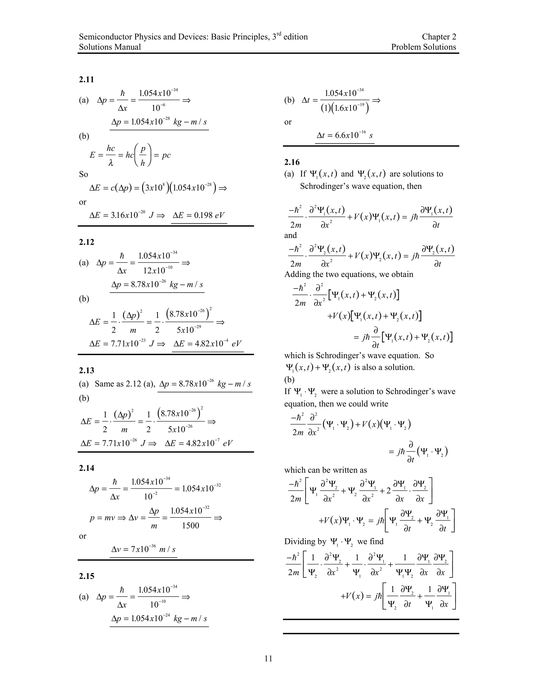 (Neamen)solution manual for semiconductor physics and devices 3ed | PDF