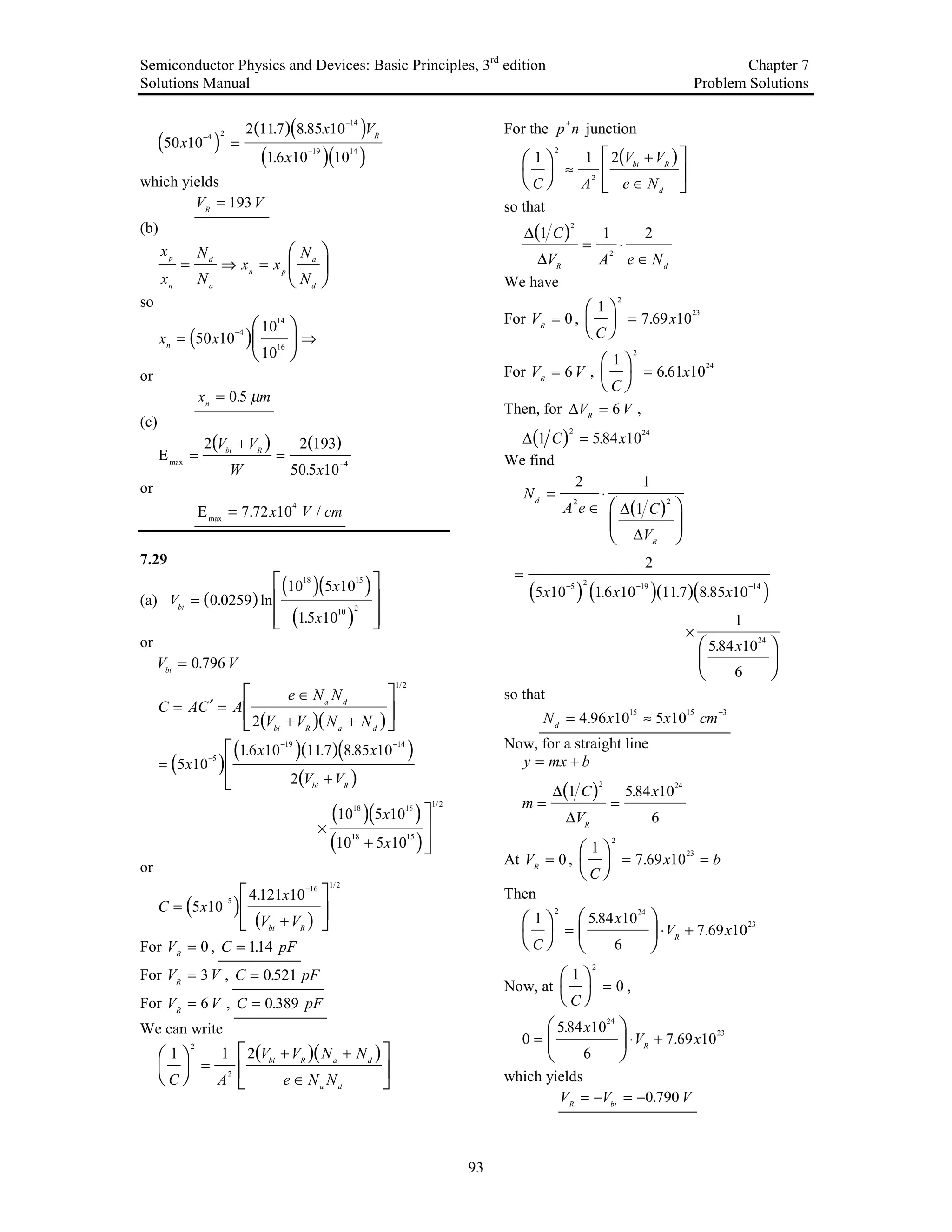 (Neamen)solution manual for semiconductor physics and devices 3ed | PDF