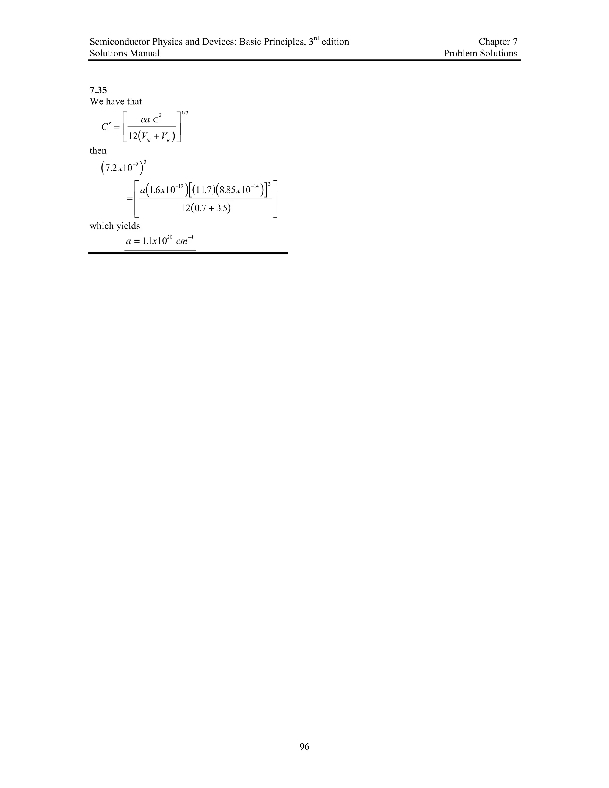 (Neamen)solution manual for semiconductor physics and devices 3ed | PDF