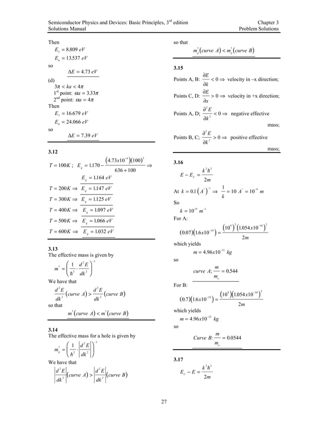 (Neamen)solution manual for semiconductor physics and devices 3ed | PDF