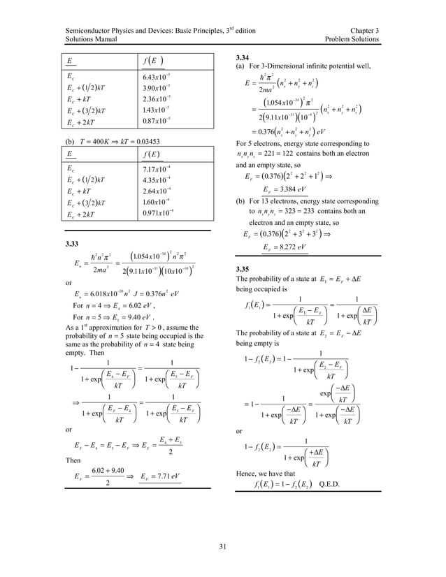 (Neamen)solution manual for semiconductor physics and devices 3ed | PDF