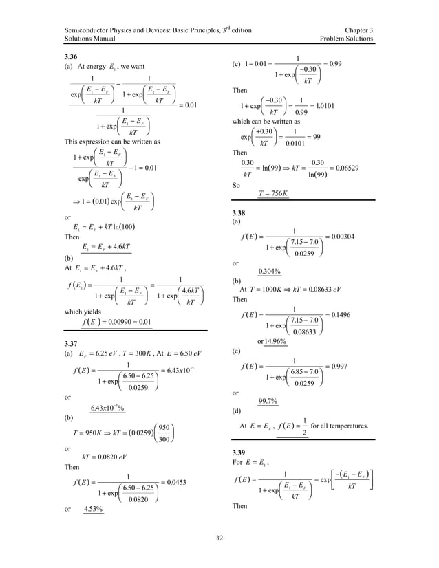 (Neamen)solution manual for semiconductor physics and devices 3ed | PDF
