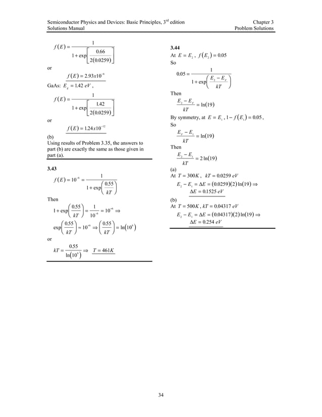 (Neamen)solution manual for semiconductor physics and devices 3ed | PDF