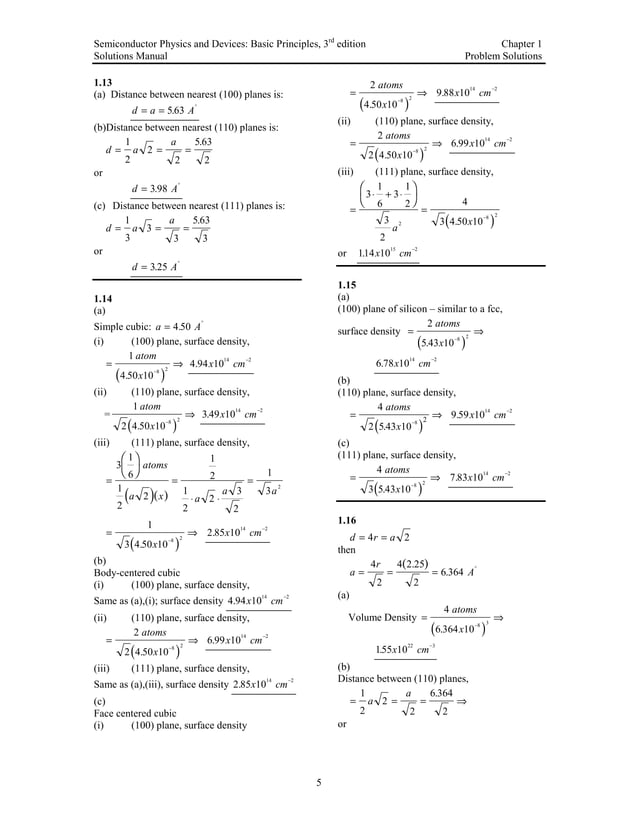 (Neamen)solution manual for semiconductor physics and devices 3ed | PDF