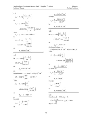 (Neamen)solution manual for semiconductor physics and devices 3ed | PDF