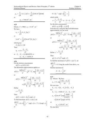 (Neamen)solution manual for semiconductor physics and devices 3ed | PDF