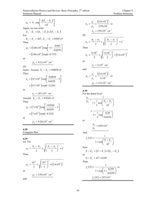 (Neamen)solution manual for semiconductor physics and devices 3ed | PDF