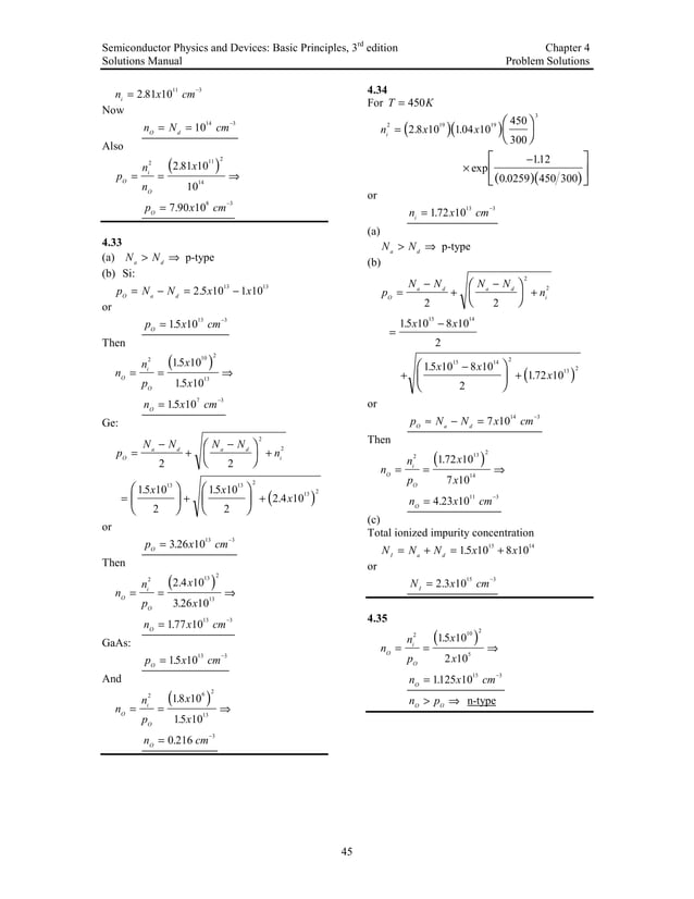 (Neamen)solution manual for semiconductor physics and devices 3ed | PDF