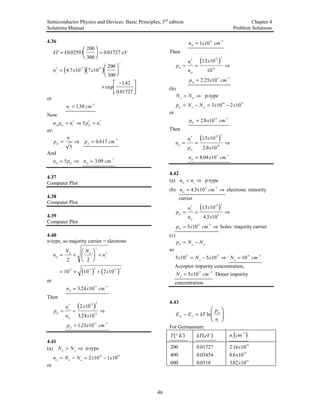 (Neamen)solution manual for semiconductor physics and devices 3ed | PDF