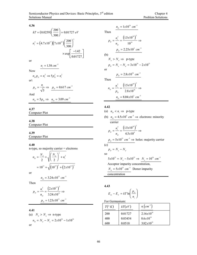 (Neamen)solution manual for semiconductor physics and devices 3ed | PDF
