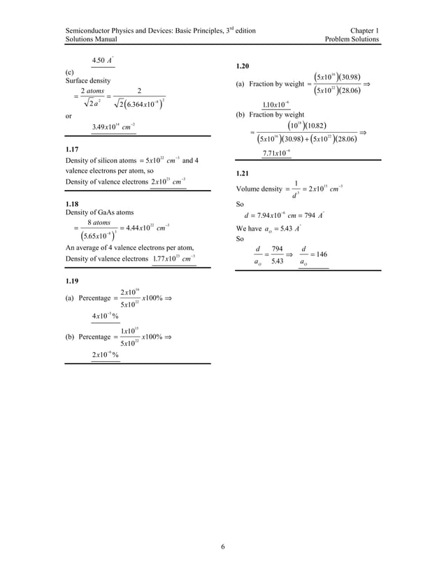 (Neamen)solution manual for semiconductor physics and devices 3ed | PDF