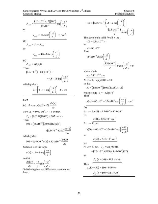 (Neamen)solution manual for semiconductor physics and devices 3ed | PDF