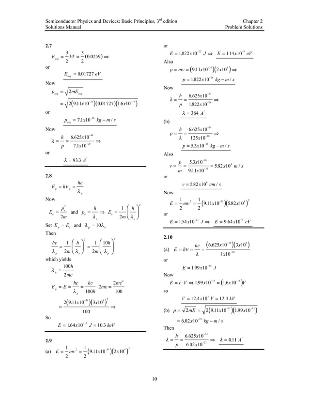(Neamen)solution manual for semiconductor physics and devices 3ed | PDF