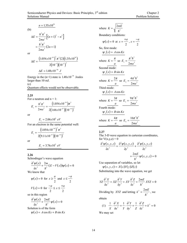 (Neamen)solution manual for semiconductor physics and devices 3ed