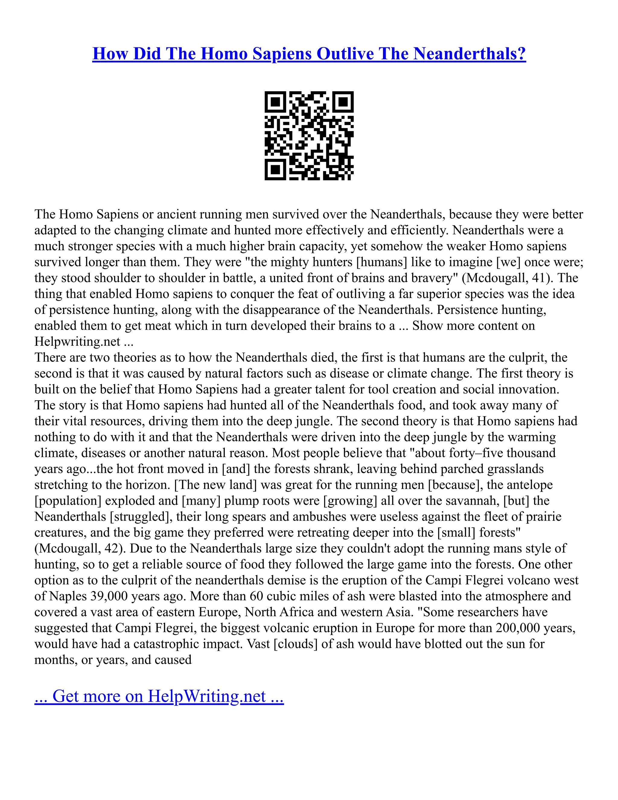Neanderthal Vs Homo Sapien Theory | PDF