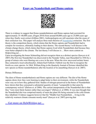Neanderthal Vs Homo Sapien Theory | PDF