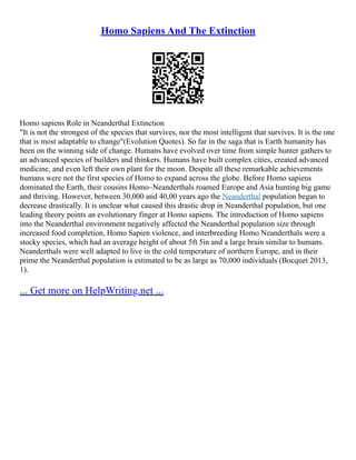 Neanderthal Vs Homo Sapien Theory | PDF