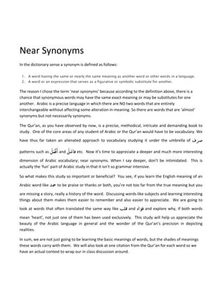 Near synonyms-nouman-ali-khan-muslimmattersorg | PDF | Islam | Religion ...