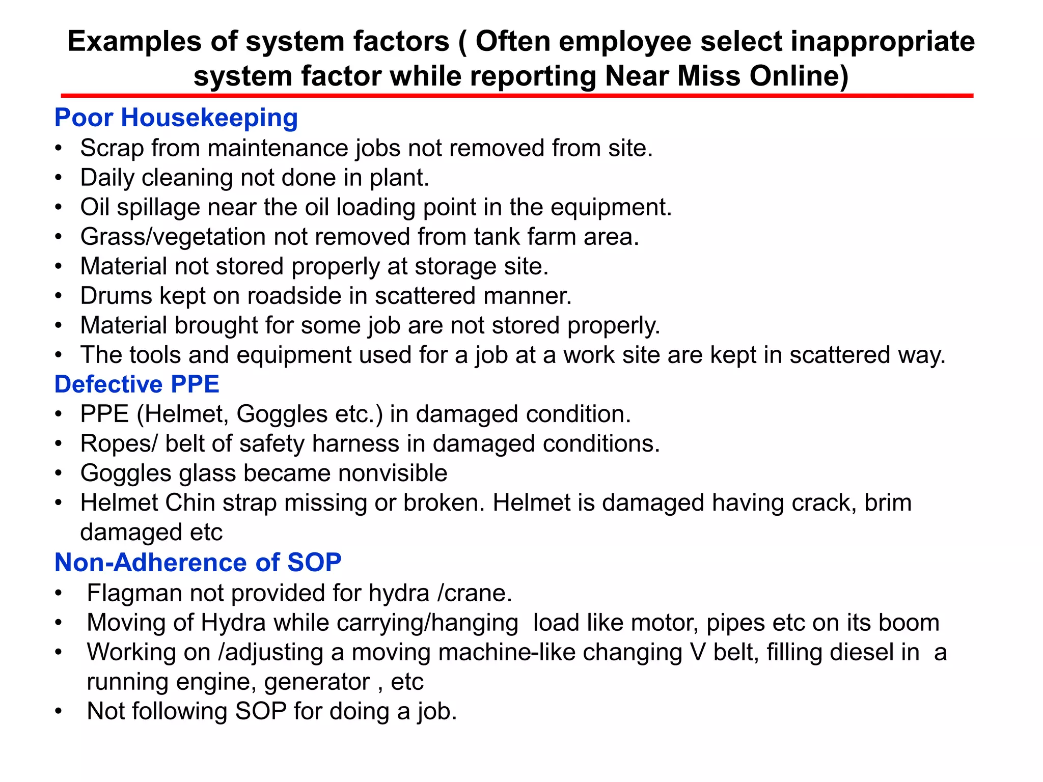 Near miss awareness for Petroleum Oil Refinery | PDF