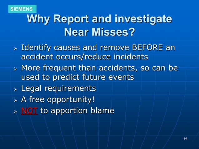 Near miss presentation | PPT | Death, Injury, or Military Conflict ...