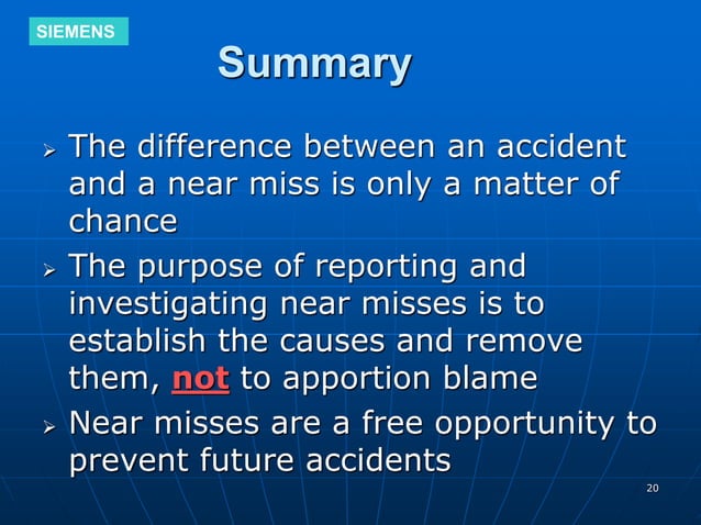 Near miss presentation | PPT | Death, Injury, or Military Conflict ...