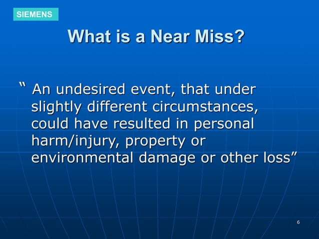 Near miss presentation | PPT | Death, Injury, or Military Conflict ...