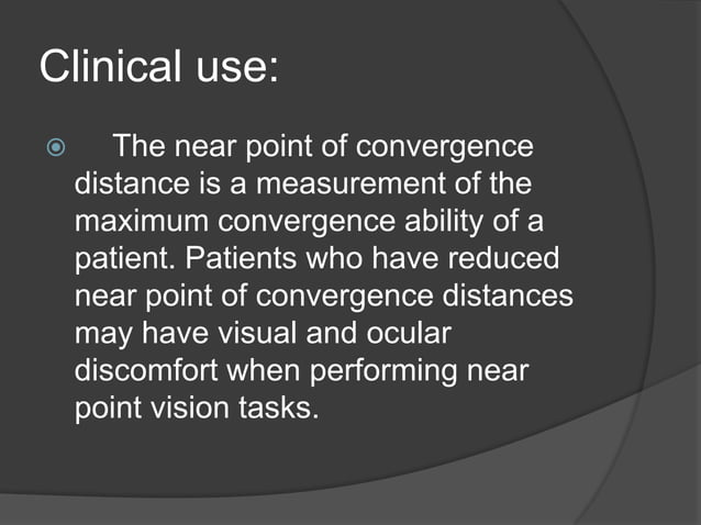 Near point of convergence | PPTX | Eye and Vision Conditions | Diseases ...