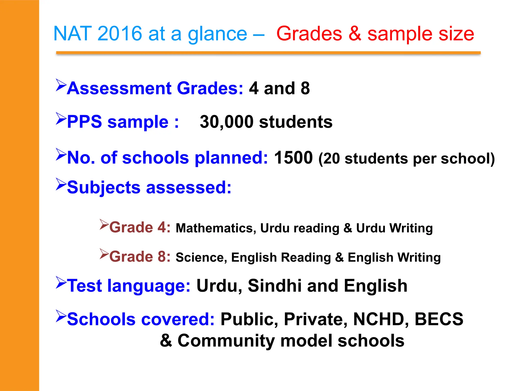 NEAS highlights about NAT 2016 results and key findings | PPTX