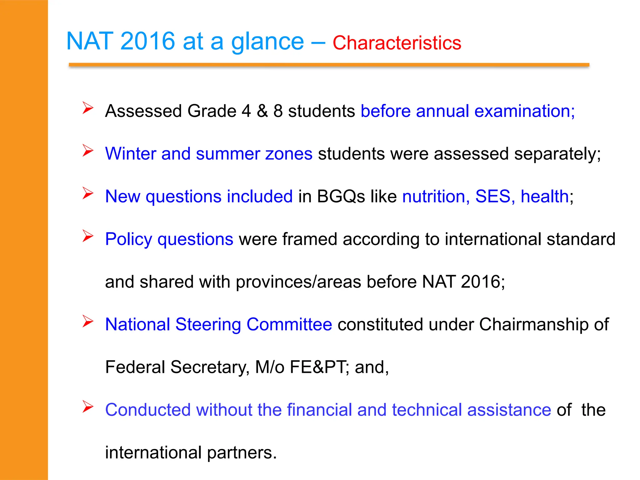 NEAS highlights about NAT 2016 results and key findings | PPTX