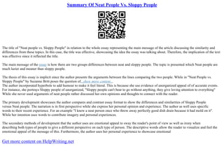 Neat People Vs Sloppy People Analysis | PDF