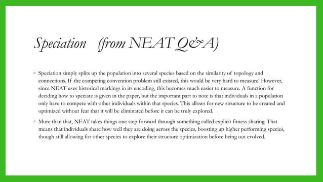 NEAT: Neuroevolution of Augmenting Topologies | PPTX