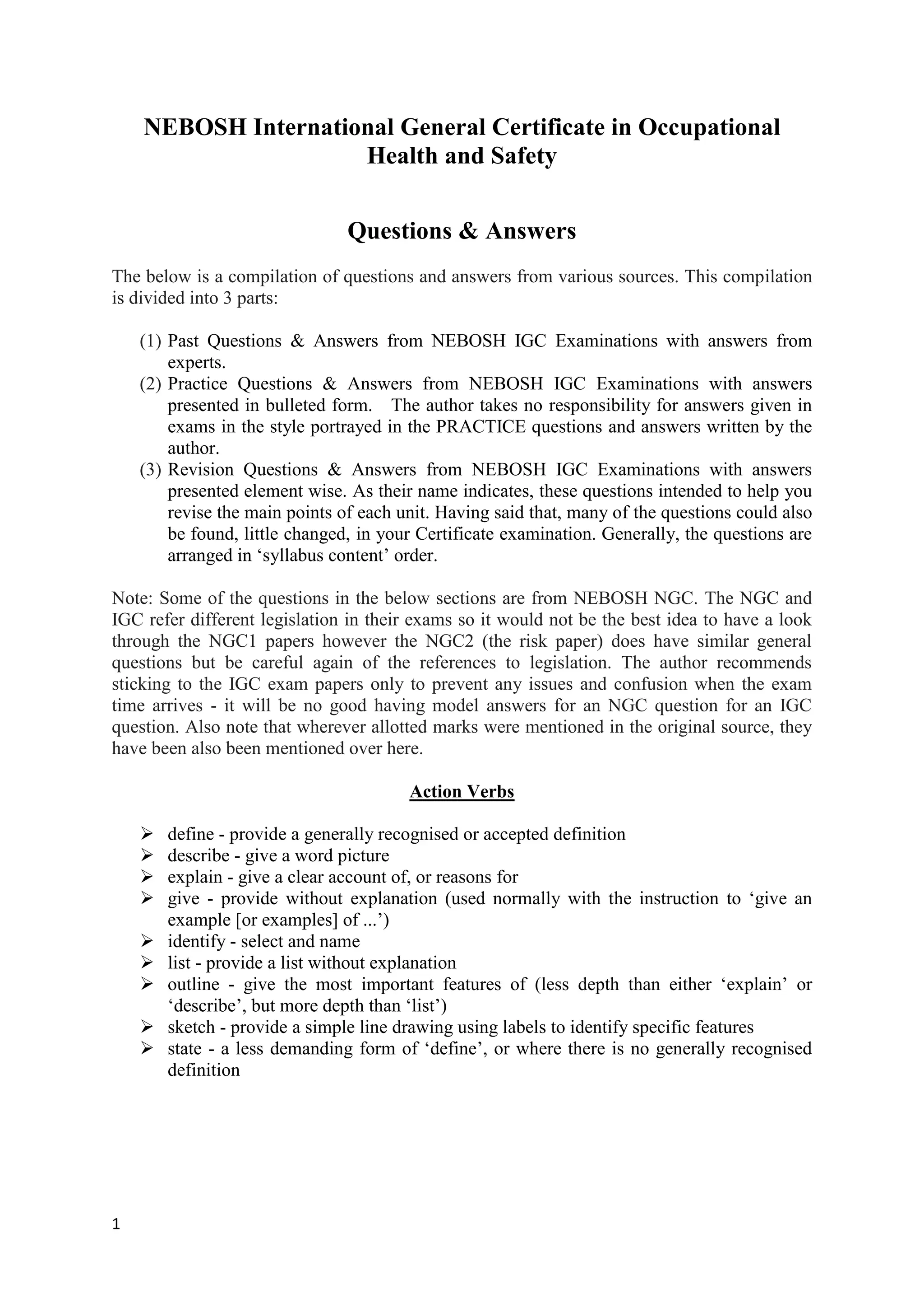 NEBOSH International General Certificate in Occupational Health and ...