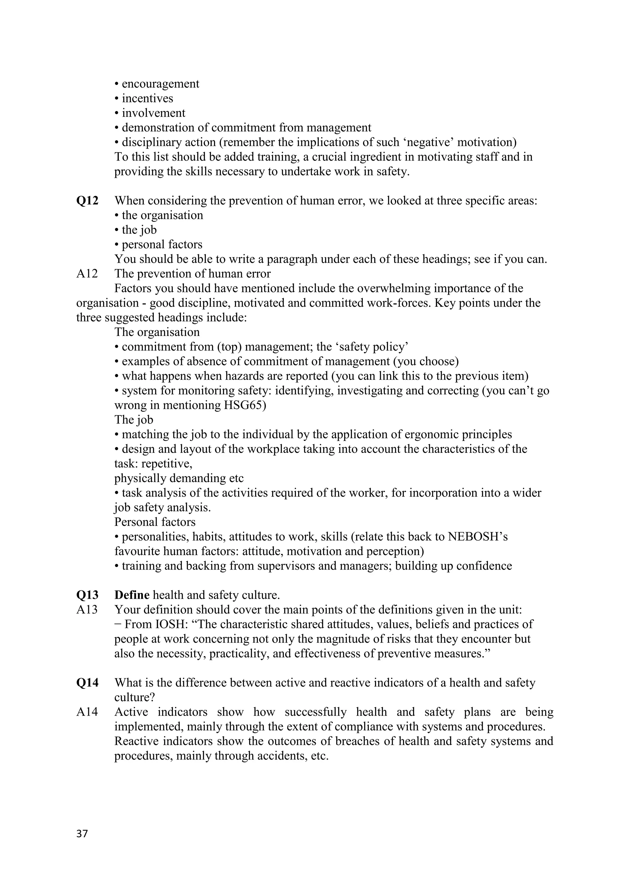 NEBOSH International General Certificate in Occupational Health and Safety Questions & Answers | PDF