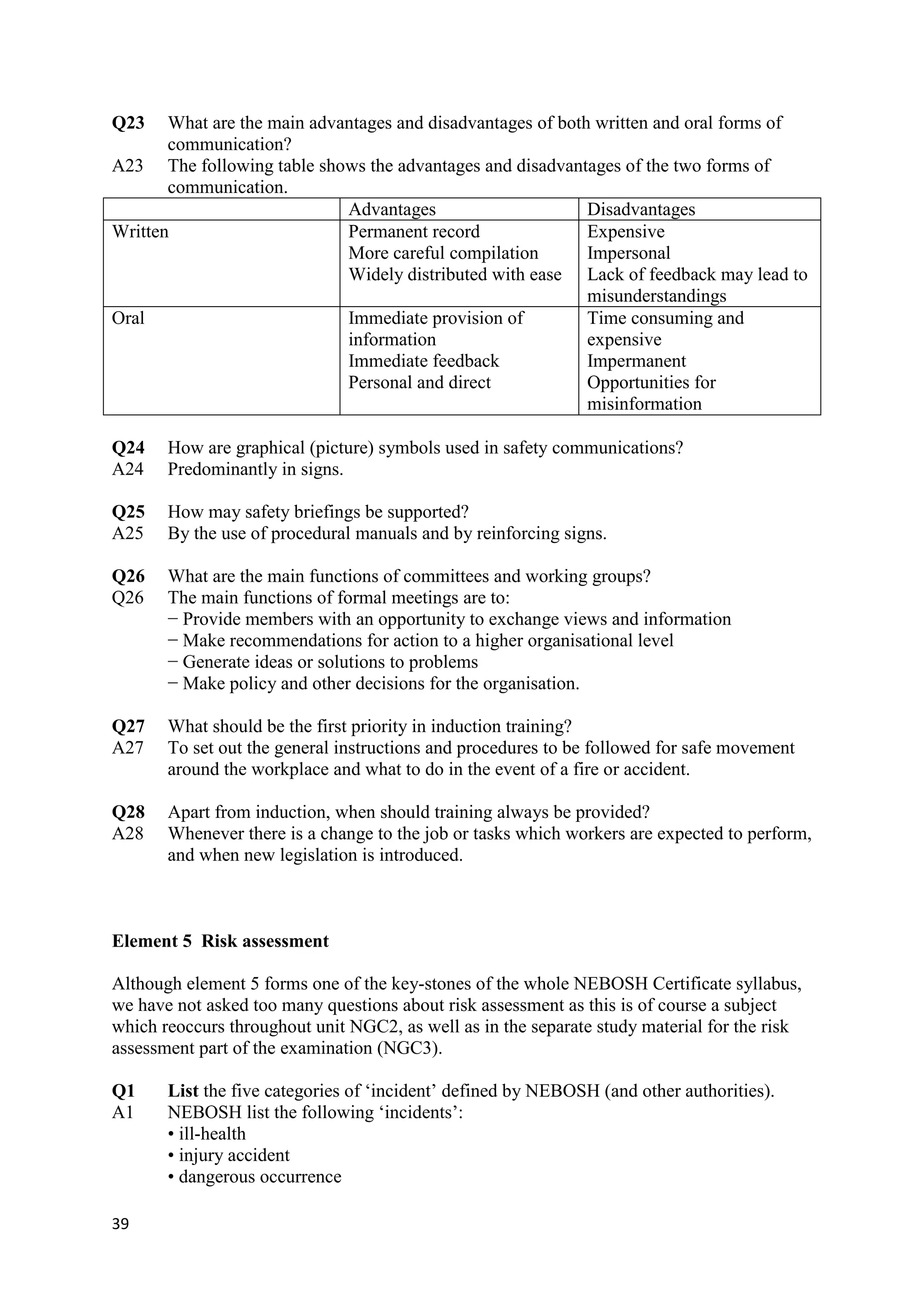NEBOSH International General Certificate in Occupational Health and Safety Questions & Answers | PDF
