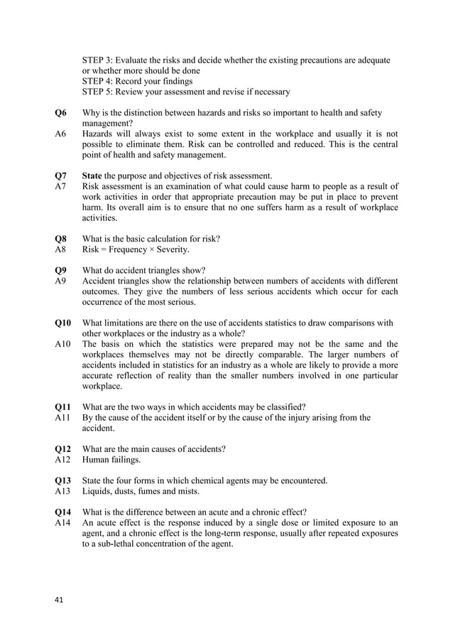 NEBOSH International General Certificate in Occupational Health and Safety Questions & Answers | PDF