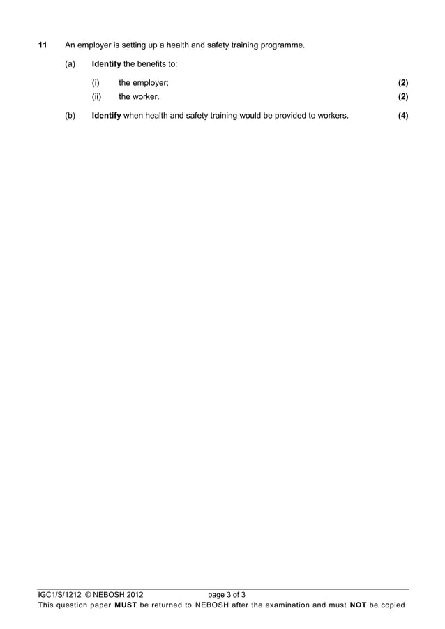 Nebosh igc1-past-exam-paper-december-2012 | PDF | Resume Writing and ...