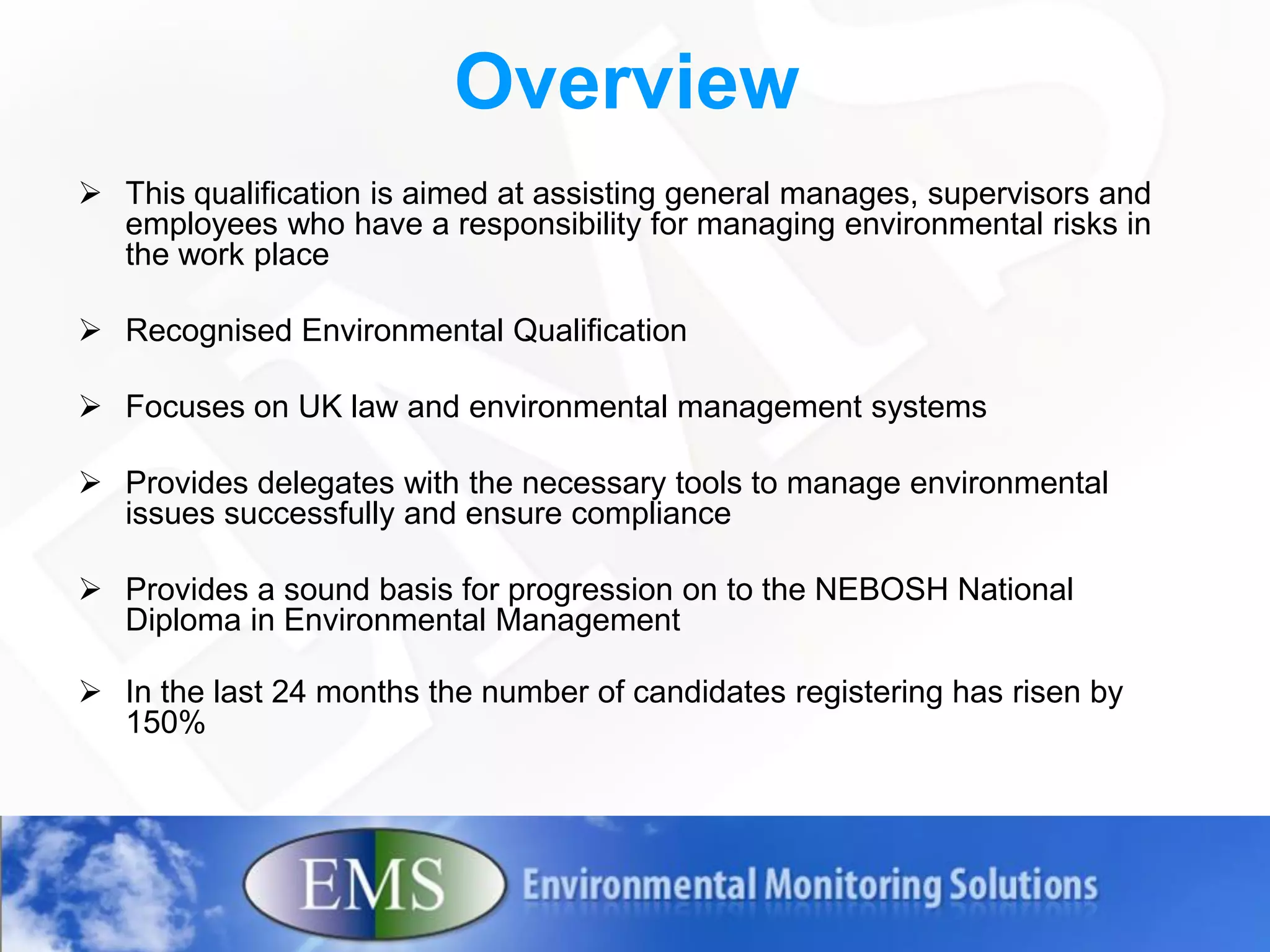 Nebosh Certificate in Environmental Management Introduction | PDF