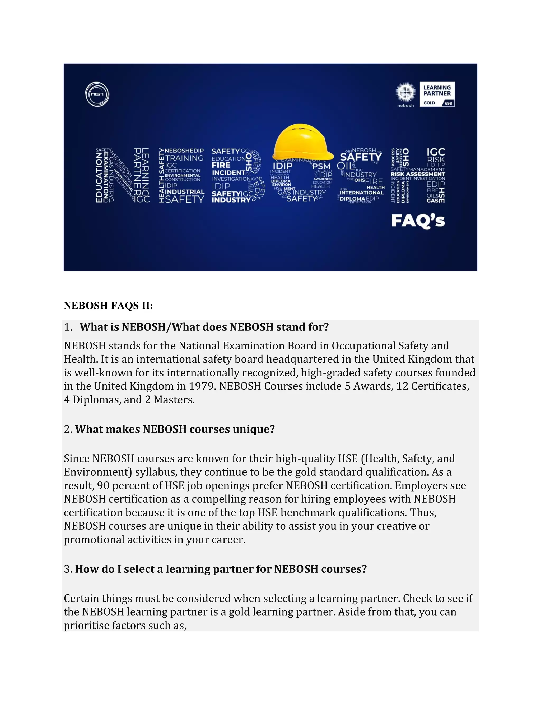 NEBOSH FAQS | PDF