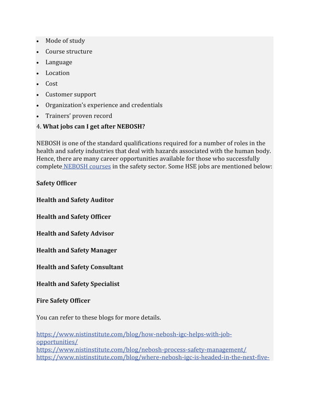 NEBOSH FAQS | PDF